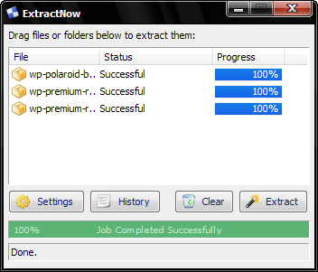ExtractNow unzips multiple archives at once